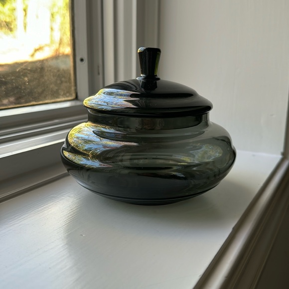 Vintage | Accents | Vintage Smoky Charcoal Glass Candy Jar | Poshmark